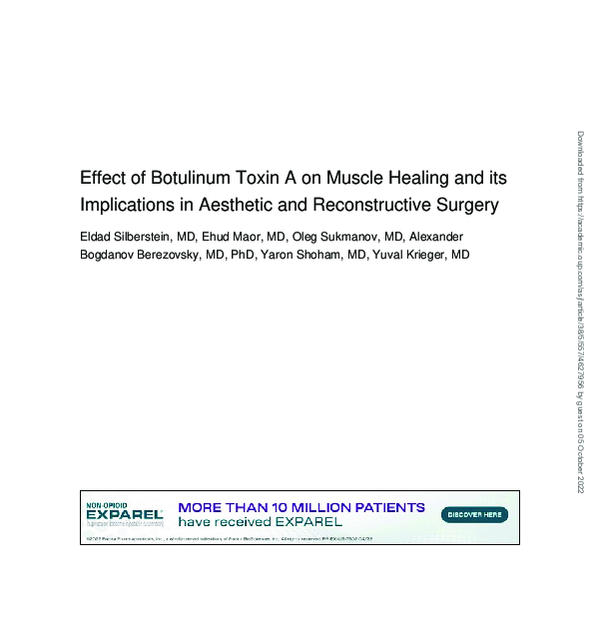 (PDF) Effect of Botulinum Toxin A on Muscle Healing and its ...