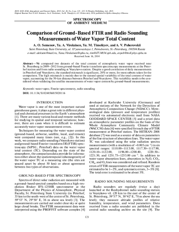 (PDF) Comparison of ground-based FTIR and radio sounding measurements ...