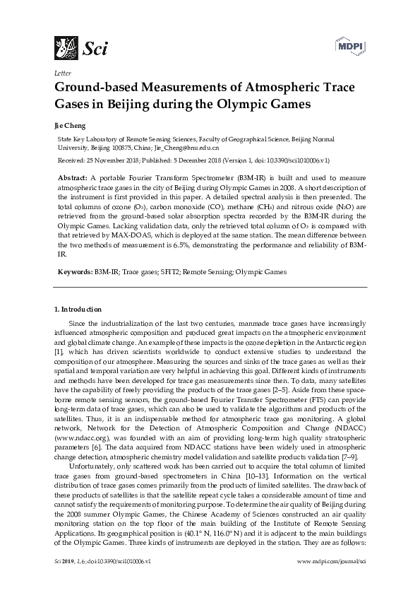 (PDF) Ground-Based Measurements of Atmospheric Trace Gases Near Saint ...