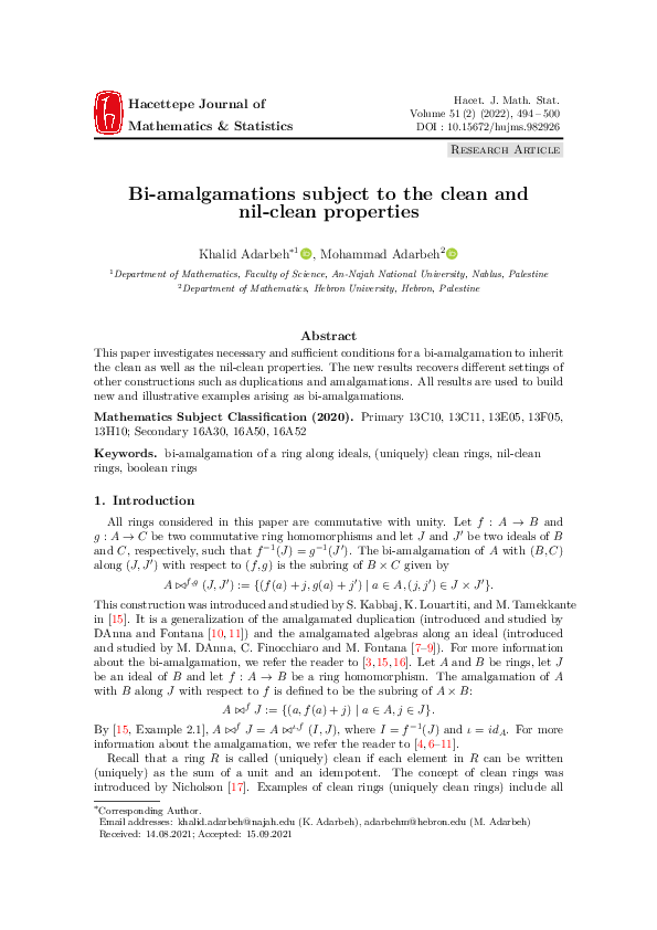 (PDF) Bi-amalgamations subject to the clean and nil-clean properties