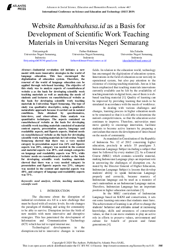 (PDF) Website Rumahbahasa.id as a Basis for Development of Scientific Work Teaching Materials in ...