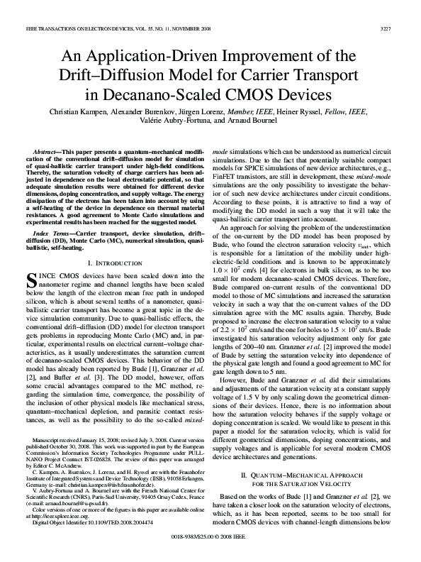(PDF) An Application-Driven Improvement of the Drift–Diffusion Model for Carrier Transport in ...