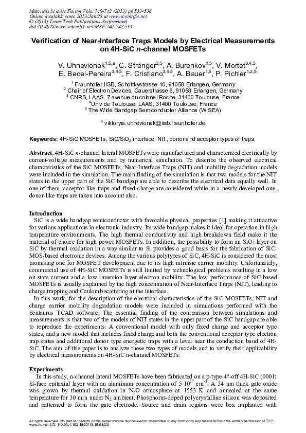 (PDF) Verification of Near-Interface Traps Models by Electrical ...