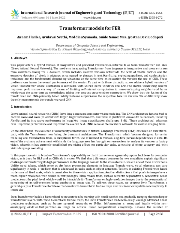 (PDF) Transformer models for FER