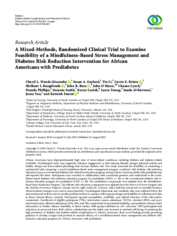 (PDF) A Mixed-Methods, Randomized Clinical Trial to Examine Feasibility of a Mindfulness-Based ...