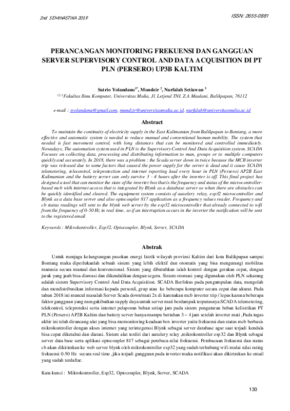 (PDF) Perancangan Monitoring Frekuensi Dan Gangguan Server Supervisory ...