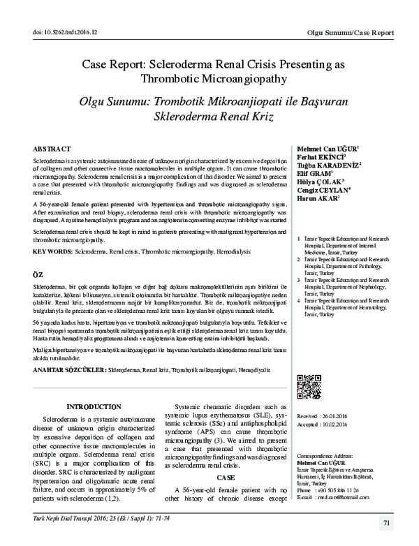 (PDF) Case Report: Scleroderma Renal Crisis Presenting as Thrombotic ...