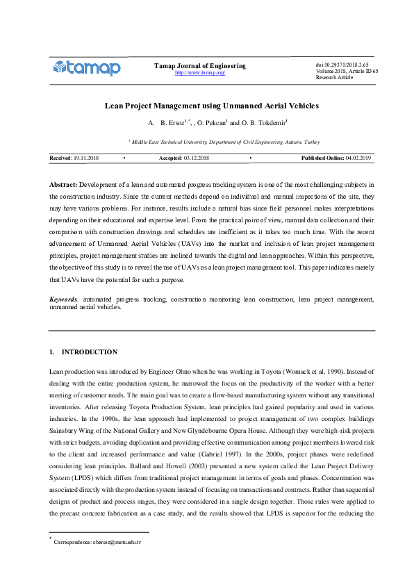 (PDF) Lean Project Management using Unmanned Aerial Vehicles