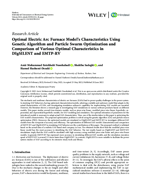 (PDF) Optimal Electric Arc Furnace Model’s Characteristics Using ...