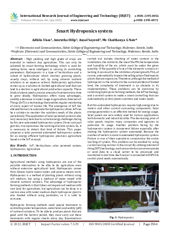 (PDF) Smart Hydroponics system