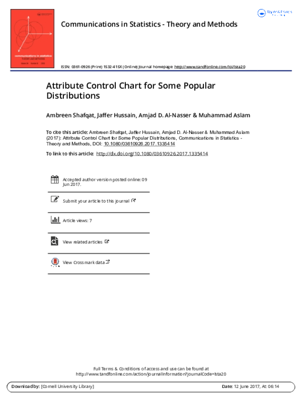 (PDF) Attribute control chart for some popular distributions | Ambreen ...