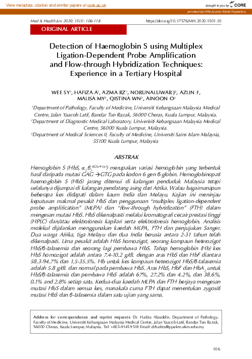 (PDF) Detection of Haemoglobin S using Multiplex Ligation-Dependent ...