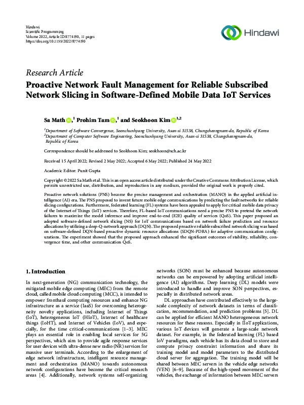 (PDF) Proactive Network Fault Management for Reliable Subscribed Network Slicing in Software ...