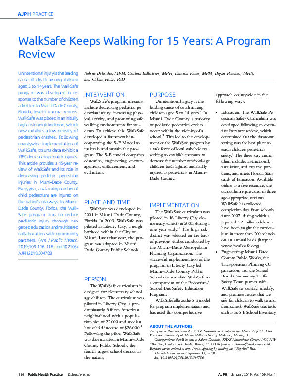 (PDF) WalkSafe Keeps Walking for 15 Years: A Program Review