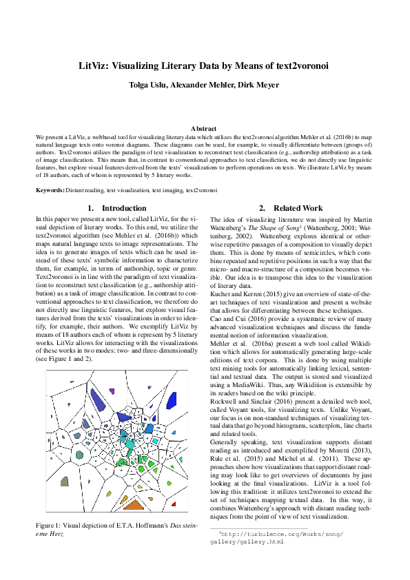 (PDF) LitViz: Visualizing Literary Data by Means of text2voronoi