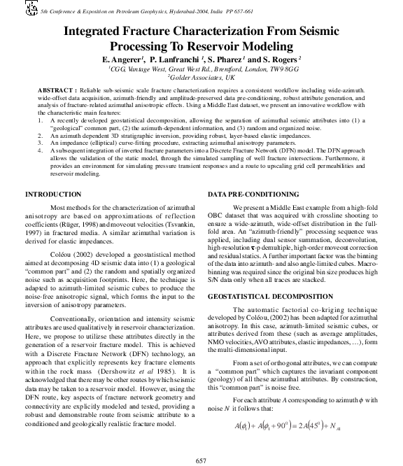 Pdf Integrated Fracture Characterization From Seismic Processing To