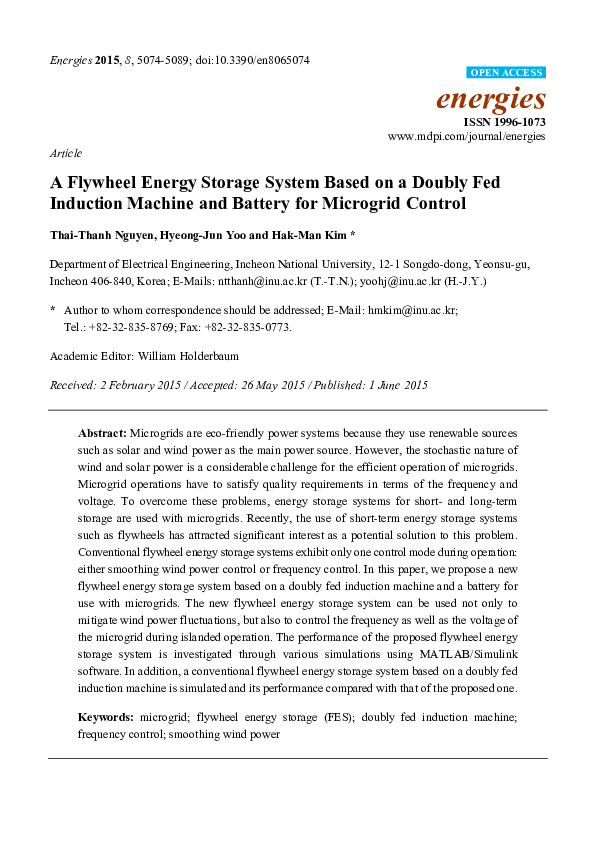 (PDF) A Flywheel Energy Storage System Based on a Doubly Fed Induction ...