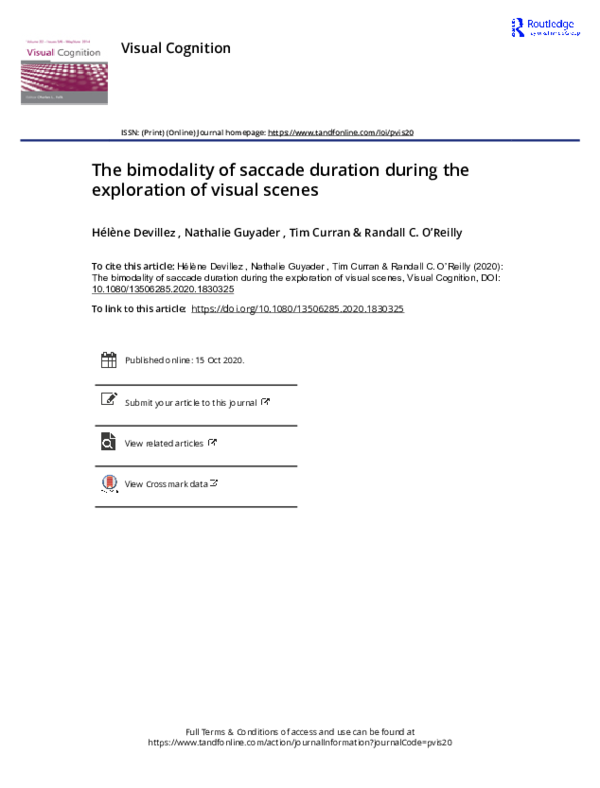 (PDF) The bimodality of saccade duration during the exploration of ...