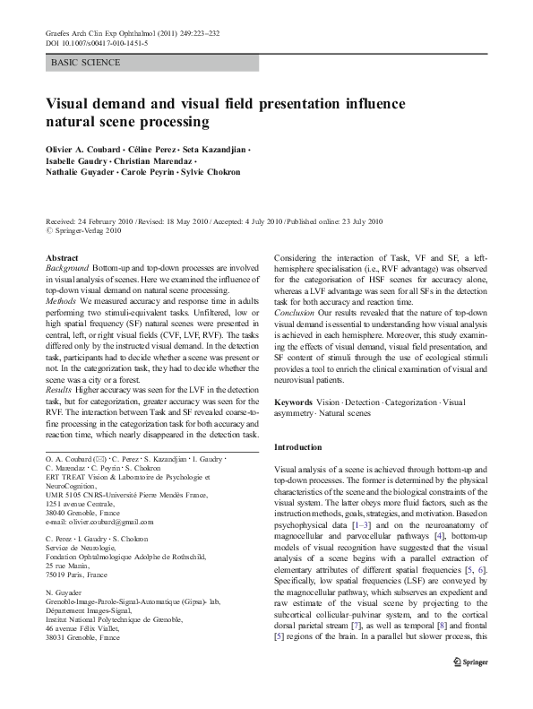 (PDF) Visual demand and visual field presentation influence natural ...