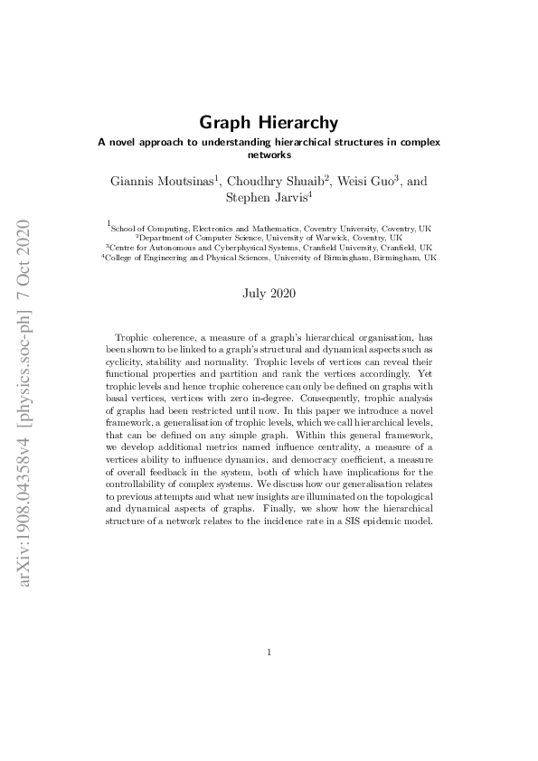 (PDF) Generalised trophic levels and graph hierarchy | Choudhry Shuaib - Academia.edu
