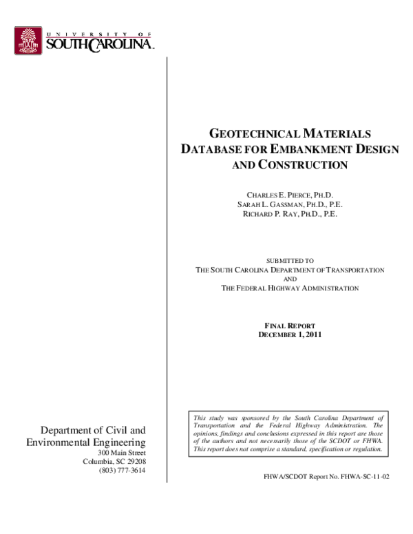 (PDF) Geotechnical Materials Database for Embankment Design and Construction