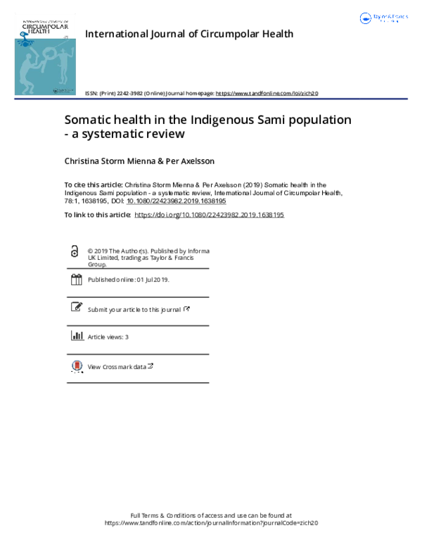 (PDF) Somatic health in the Indigenous Sami population - a systematic ...