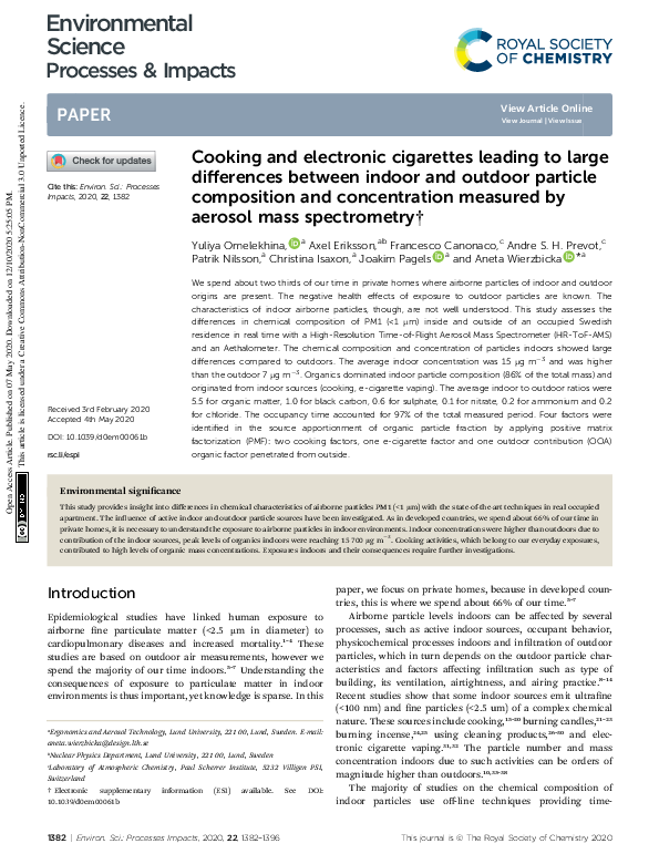 (PDF) Cooking and electronic cigarettes leading to large differences ...