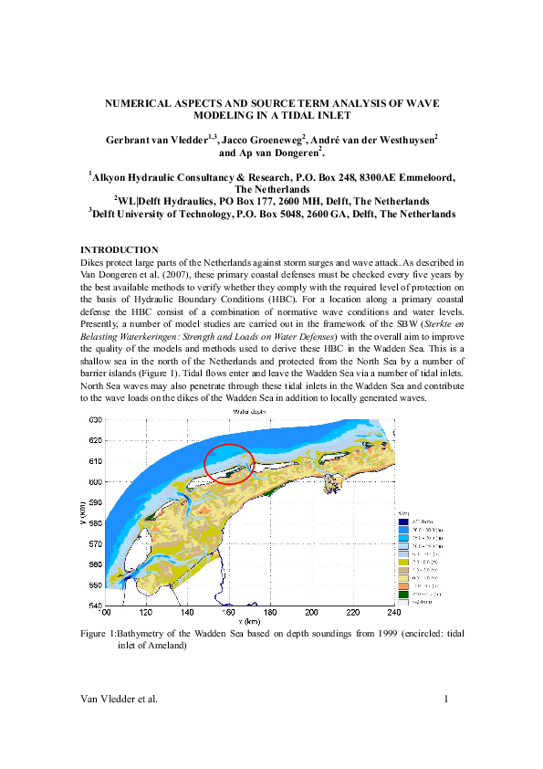 Pdf Numerical Aspects And Source Term Analysis Of Wave Modeling In A Tidal Inlet