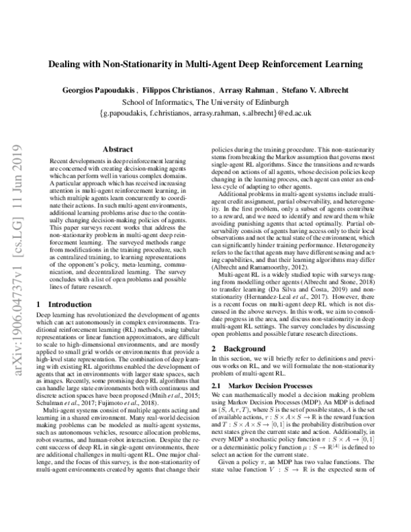 (PDF) Dealing with Non-Stationarity in Multi-Agent Deep Reinforcement Learning
