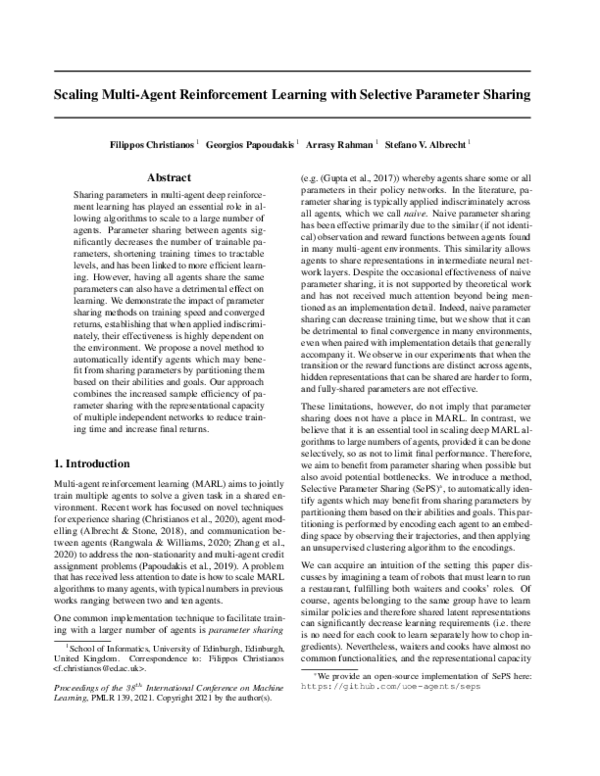 (PDF) Scaling Multi-Agent Reinforcement Learning with Selective ... (PDF) Scaling Multi-Agent Reinforcement Learning with Selective ...