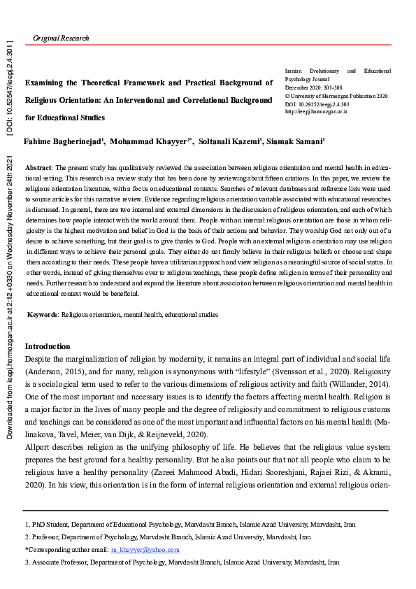 (PDF) Examining the Theoretical Framework and Practical Background of ...