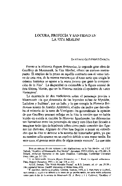 (PDF) Locura, profecía y santidad en la" Vita Merlini