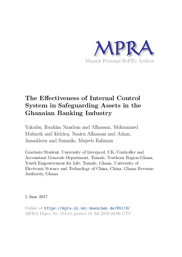 (PDF) The Effectiveness of Internal Control System in Safeguarding ...