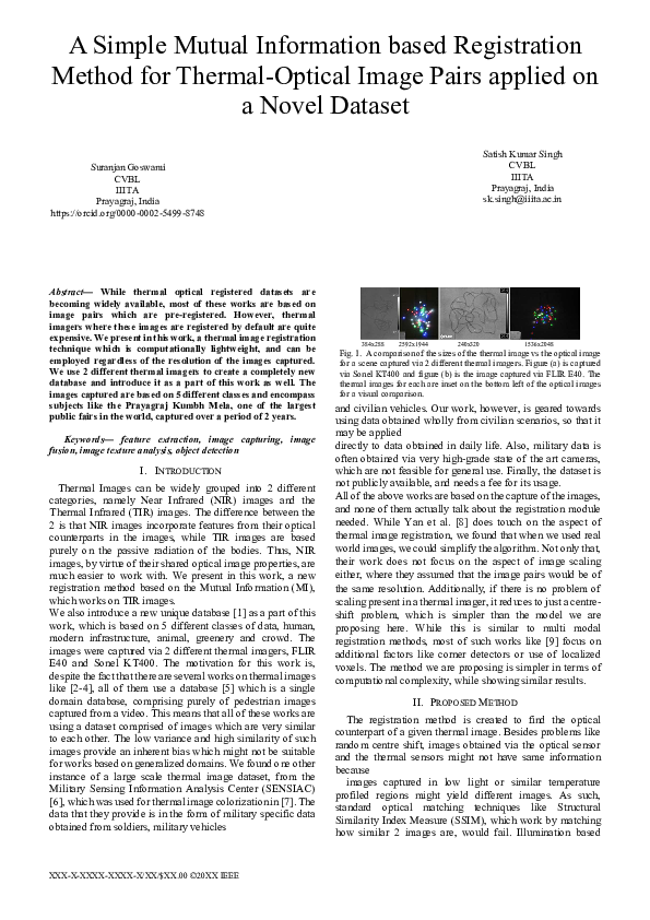 (PDF) A Simple Mutual Information based Registration Method for Thermal-Optical Image Pairs ...