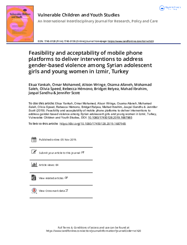(PDF) Feasibility and acceptability of mobile phone data collection for longitudinal follow-up ...