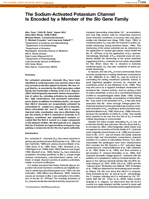 (PDF) The Sodium-Activated Potassium Channel Is Encoded by a Member of ...