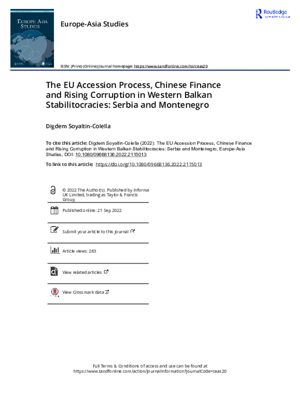 (PDF) The EU Accession Process Chinese Finance and Rising Corruption in ...