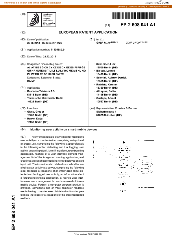 (PDF) Monitoring user activity on smart mobile devices