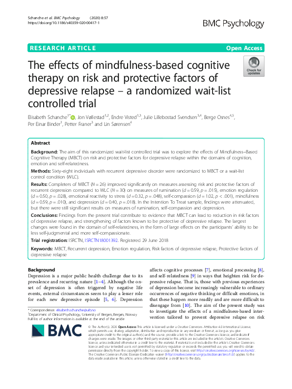 (PDF) The effects of mindfulness-based cognitive therapy on recurrence of depressive episodes ...