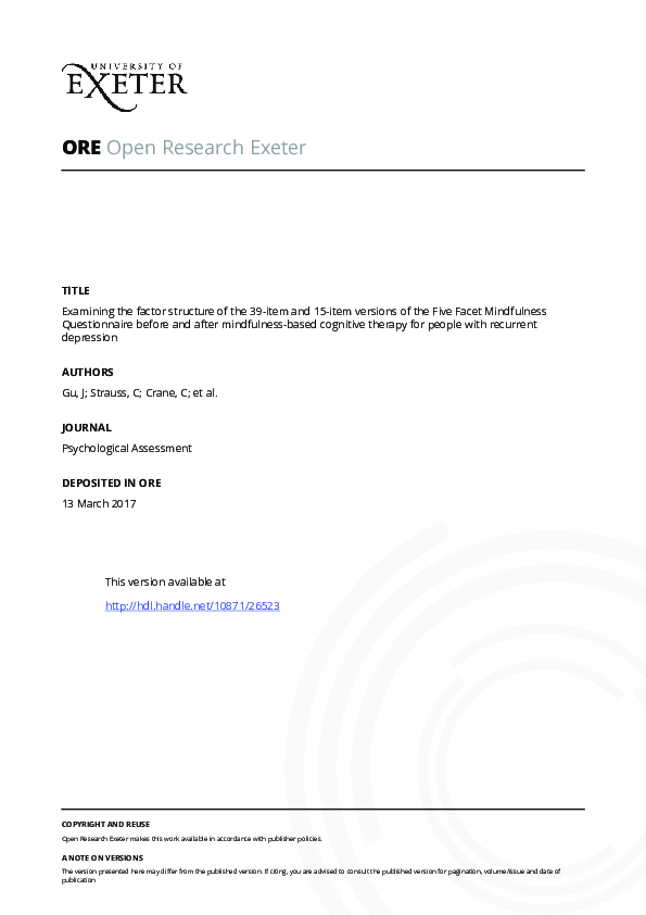 (PDF) Examining the Factor Structure of the 39-Item and 15-Item ...