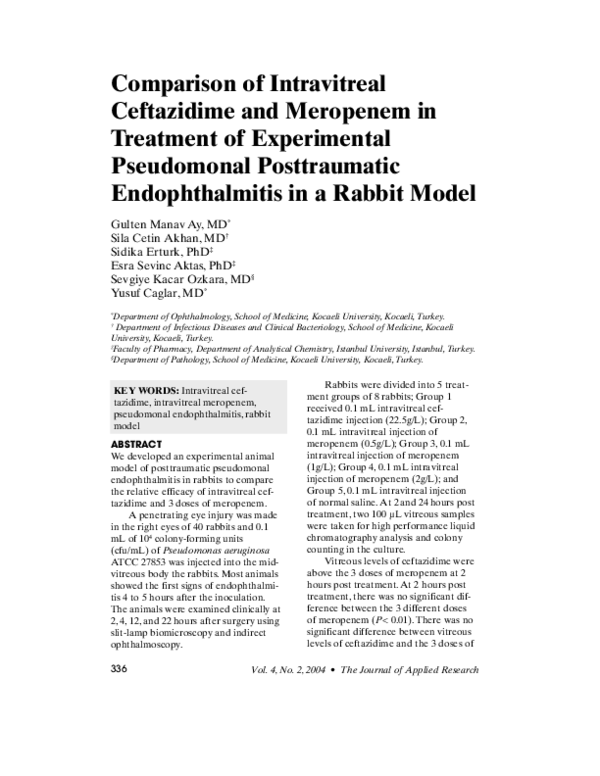 (PDF) Comparison of Intravitreal Ceftazidime and Meropenem in Treatment ...