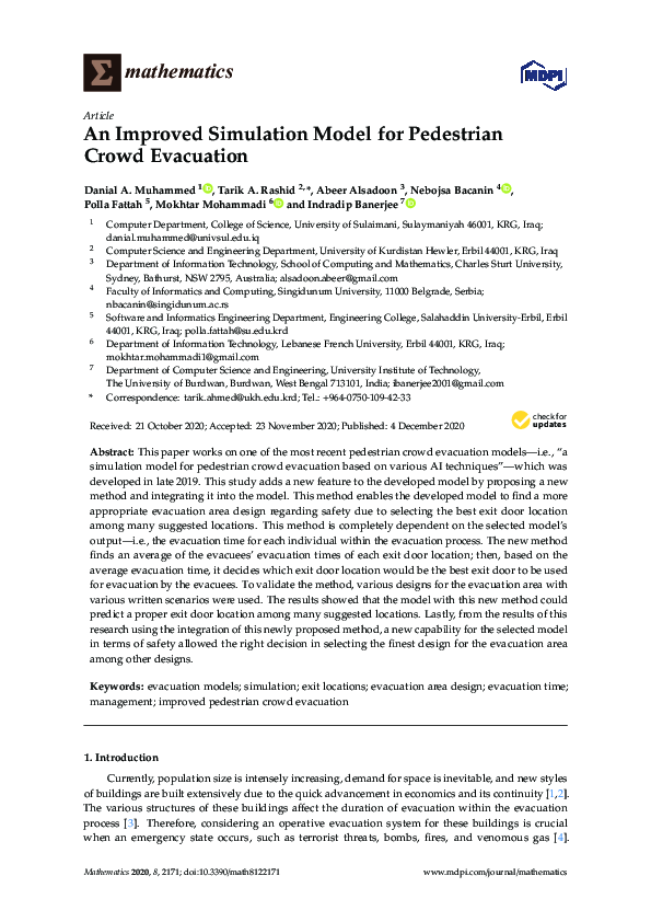 Pdf An Improved Simulation Model For Pedestrian Crowd Evacuation