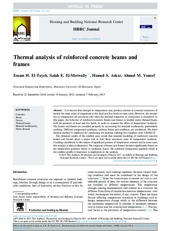 (PDF) Thermal analysis of reinforced concrete beams and frames