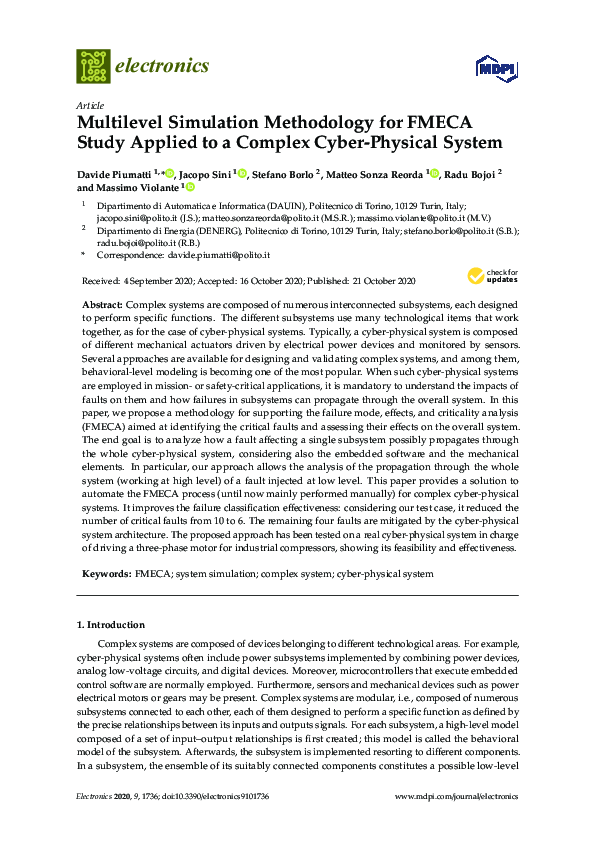 (PDF) Multilevel Simulation Methodology for FMECA Study Applied to a Complex Cyber-Physical System