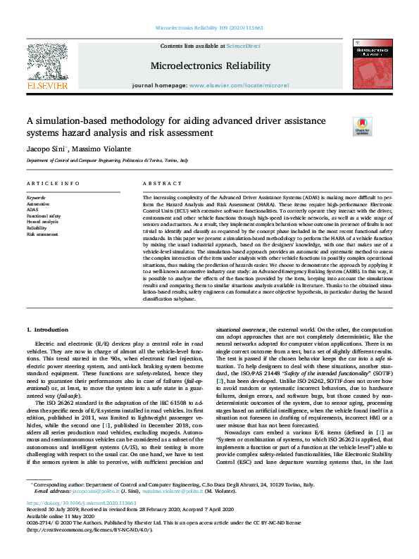 (PDF) A simulation-based methodology for aiding advanced driver ...