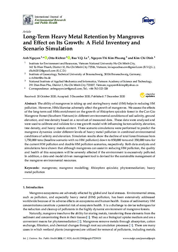 (PDF) Long-Term Heavy Metal Retention by Mangroves and Effect on Its ...