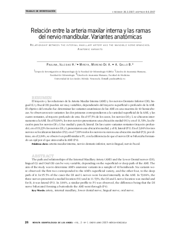 (PDF) Relación entre la arteria maxilar interna y las ramas del nervio ...