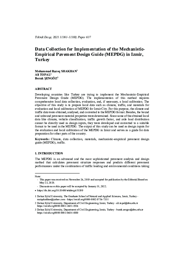 (PDF) Data Collection for Implementation of the Mechanistic-Empirical ...
