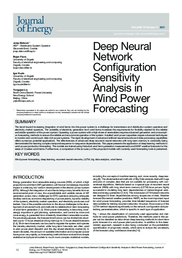 Pdf Deep Neural Network Configuration Sensitivity Analysis In Wind