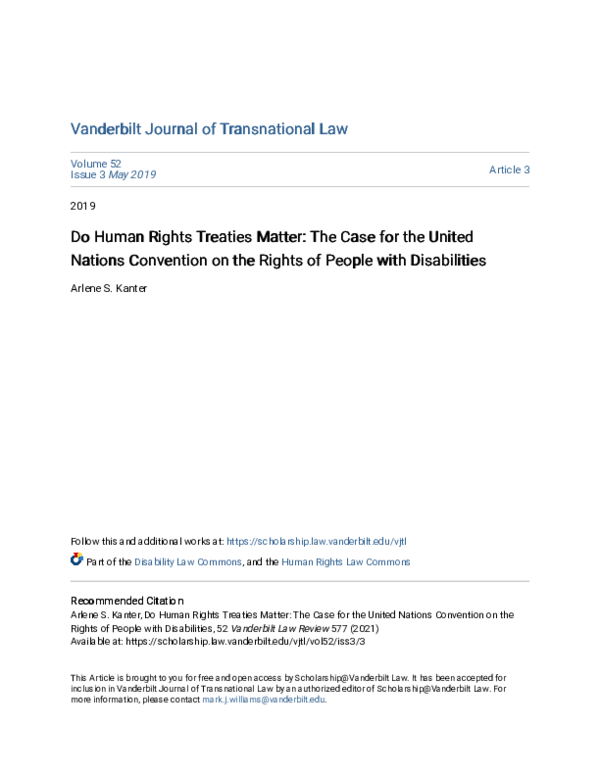 (PDF) Do Human Rights Treaties Matter: The Case for the United Nations ...